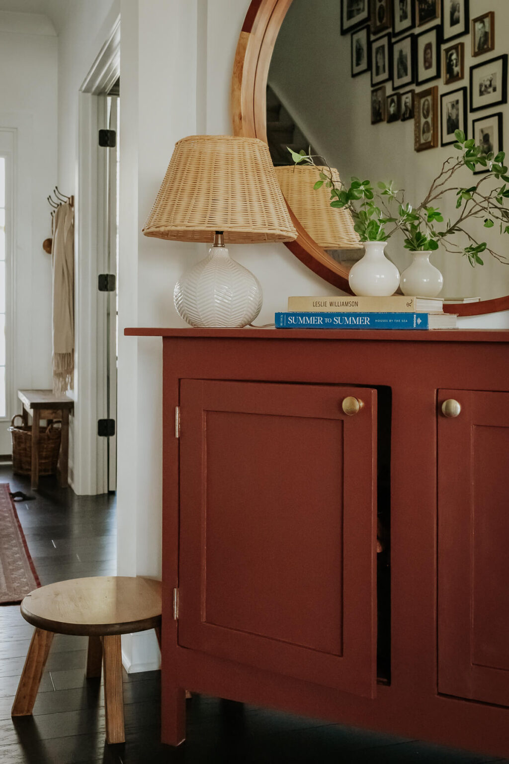 Our New Entryway Cabinet: The Unexpected Red Theory